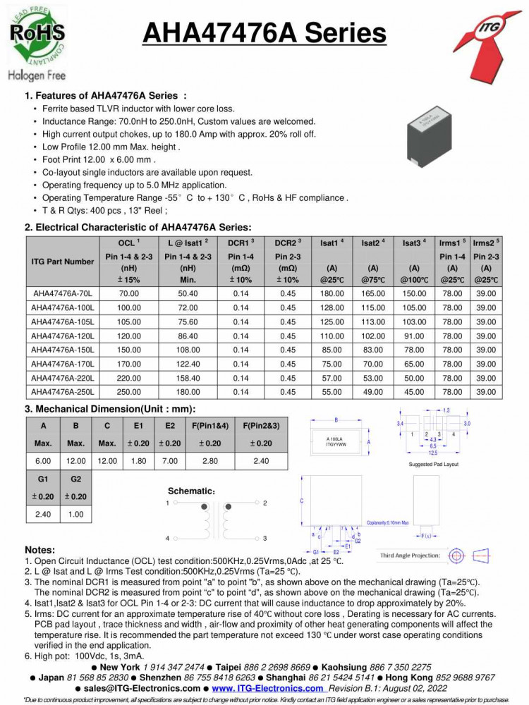 AHA47476A product specification page 1