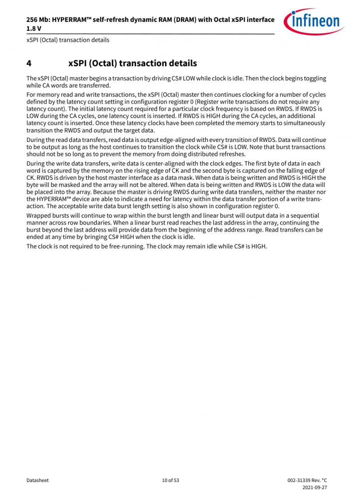 Infineon S80KS2563GABHI020 document page 10