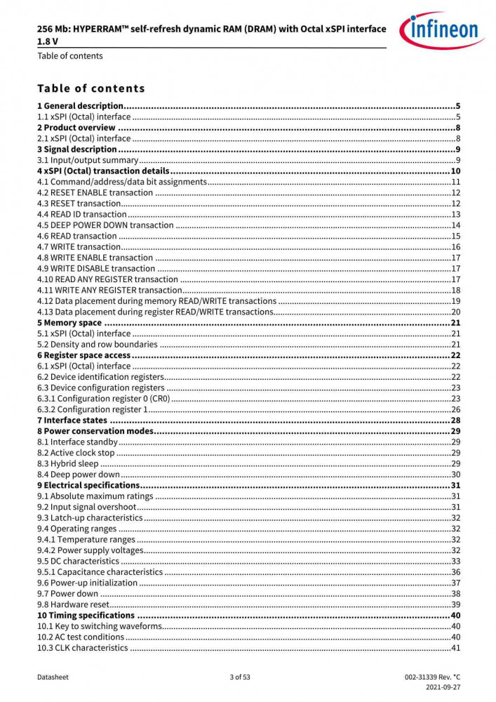 Infineon S80KS2563GABHI020 document page 3