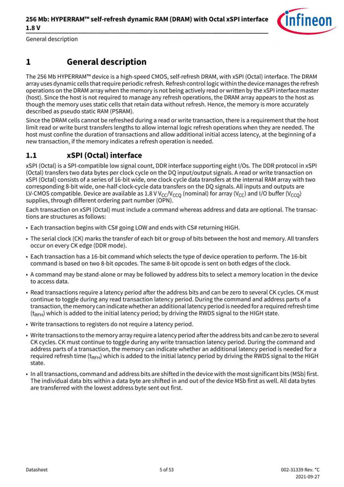Infineon S80KS2563GABHI020 document page 5