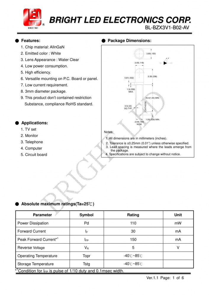 BL-BZX3V1-B02-AV datasheet page 1