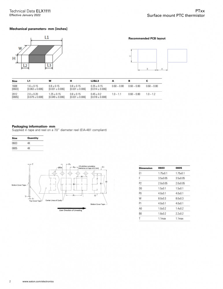 EATON PT thermistor document page 2