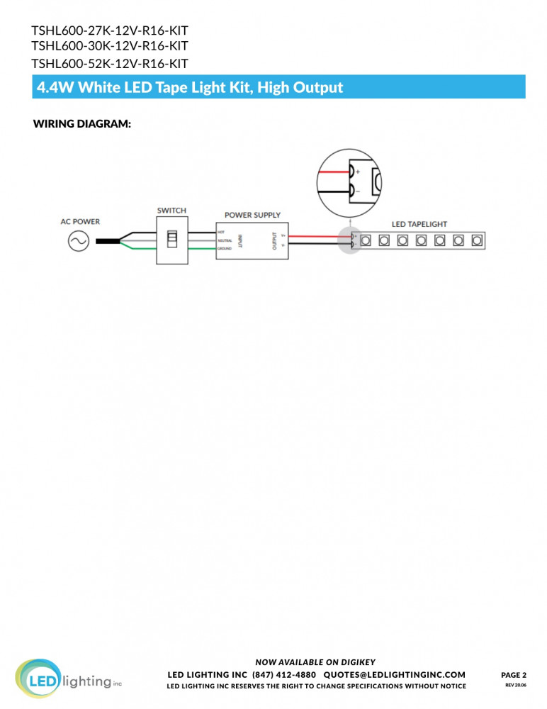 LED tape light kit technical document, page 2
