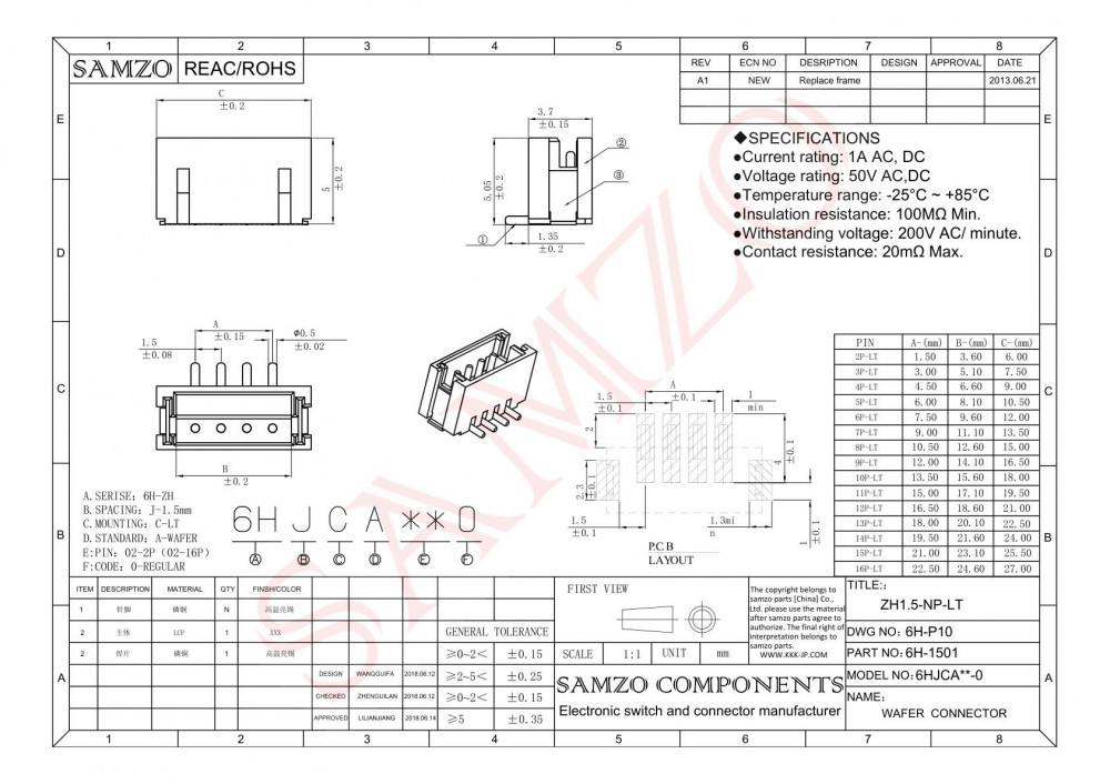 SAMZO 6HJCA040 technical drawing preview