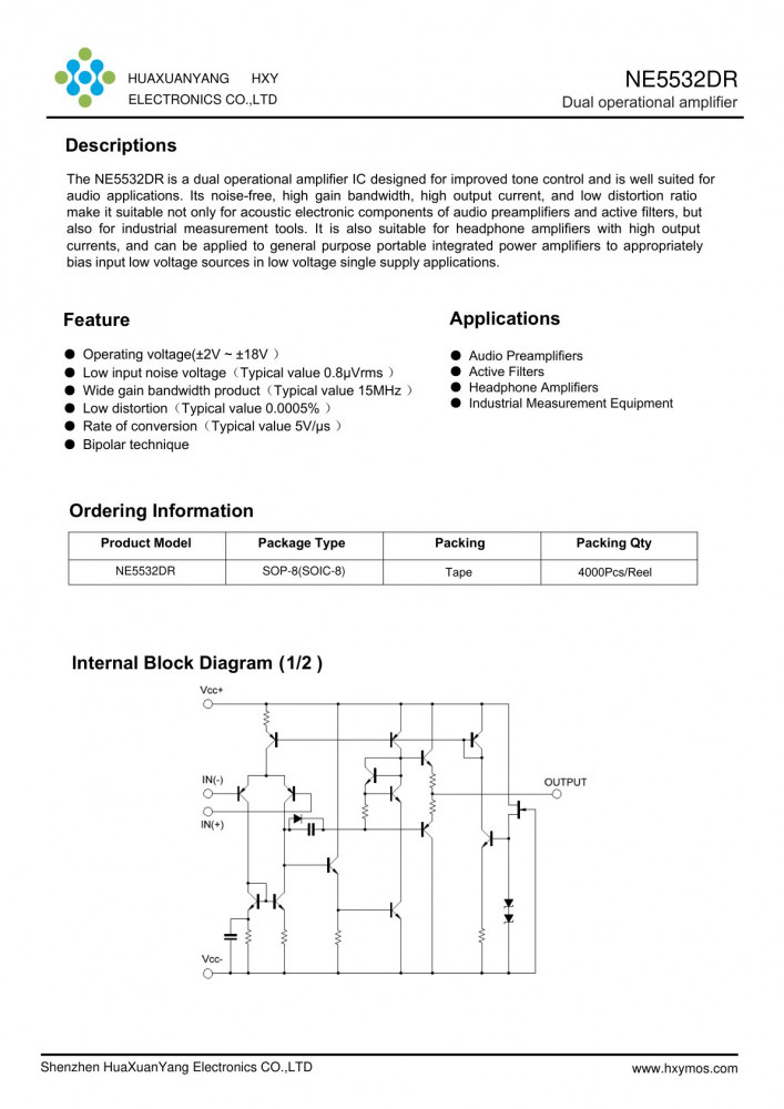 NE5532DR-HXY datasheet page 1