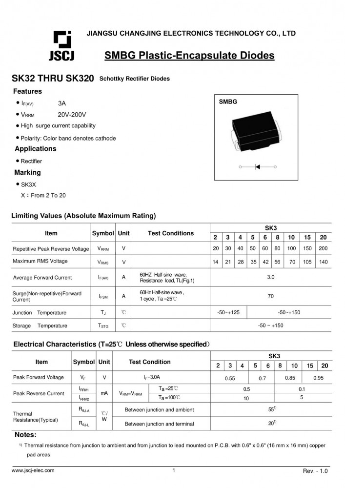 SK320 datasheet page 1