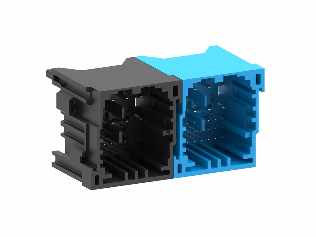 stAK50h 2 Bay Vertical Hybrid Header, 64 Circuits, Bay 1: 32 Circuits/Key 1/Black; Bay 2: 32 Circuits/Key 2/Blue; Tube
