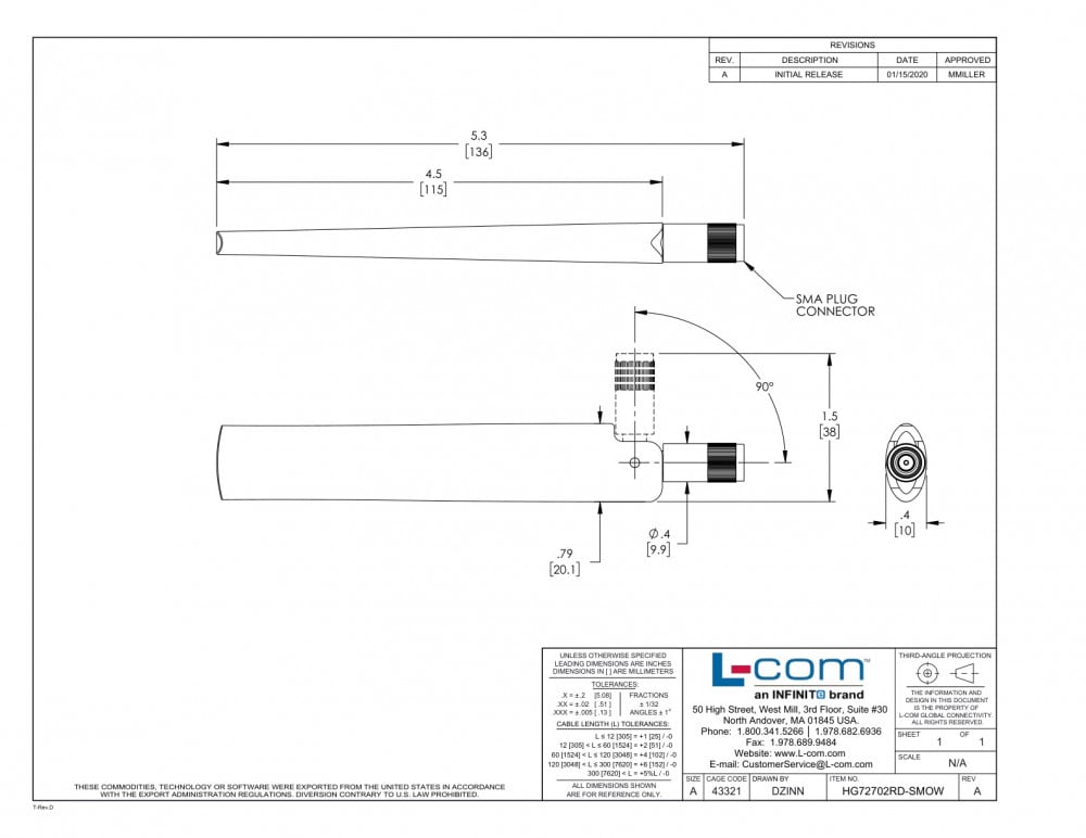 L-com HG72702RD-SMOW technical drawing