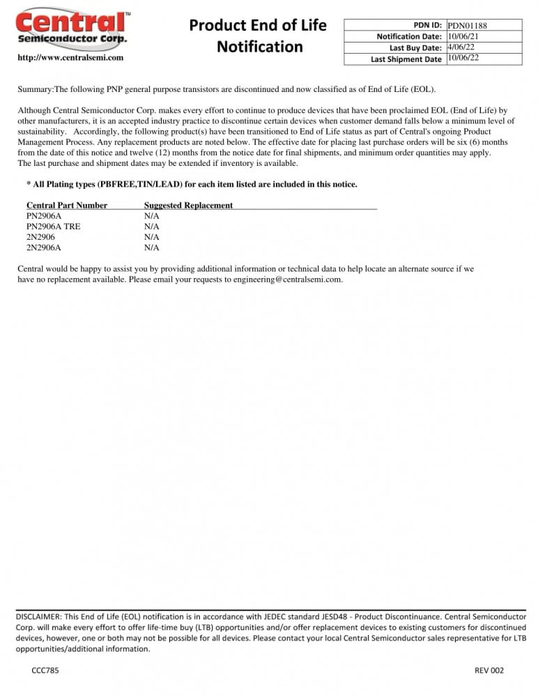 Central 2N2907 PBFREE datasheet page 4
