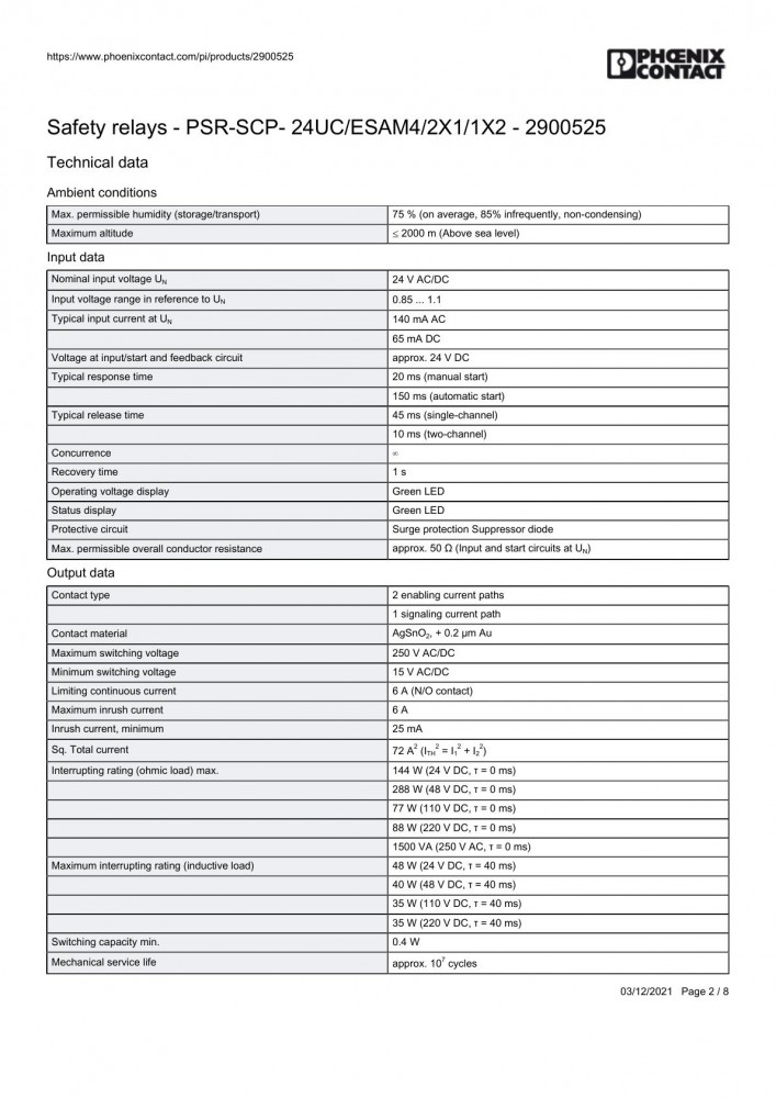 Phoenix Contact 2900525 technical document page 2