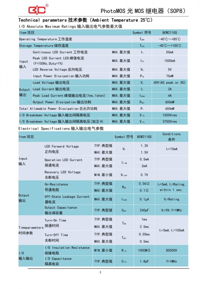BCW211GS datasheet page 2