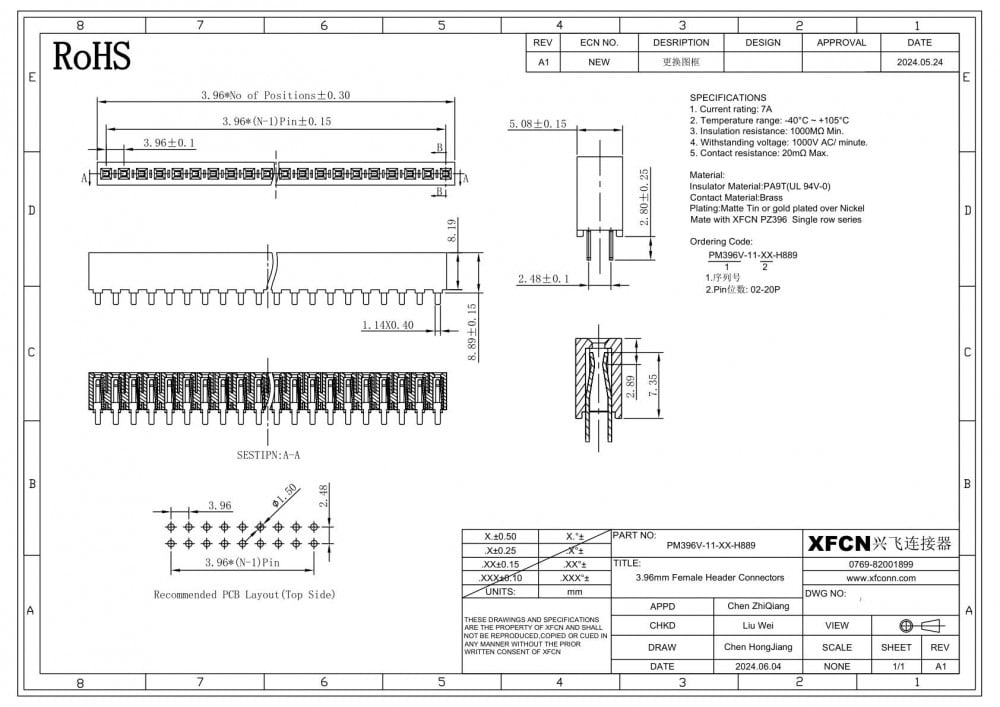 XFCN PM396V-11-09-H889 technical drawing