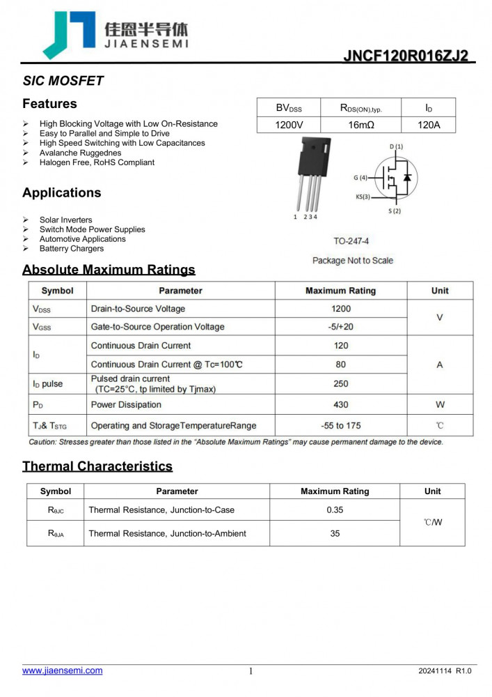 JNCF120R016ZJ2 datasheet page 1