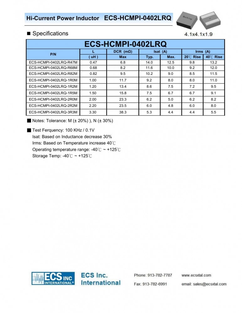 ECS-HCMPI-0402LRQ technical document page 2