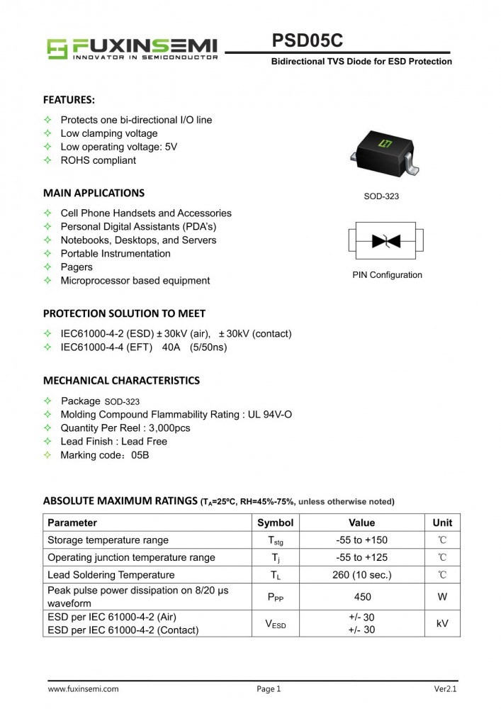 PSD05C datasheet page 1