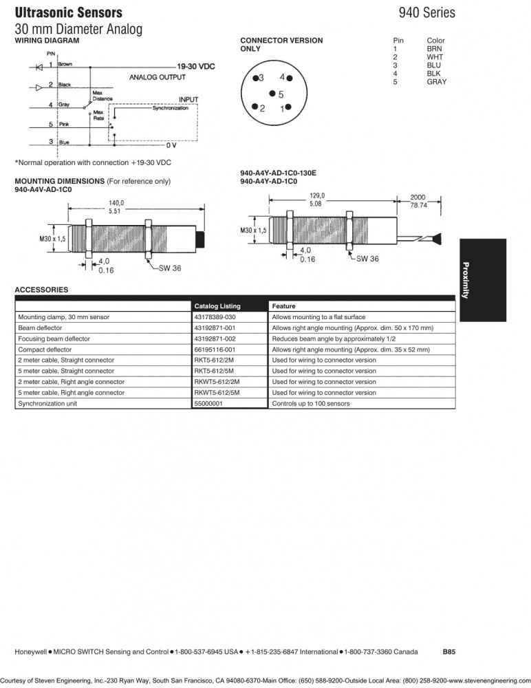 Honeywell ultrasonic sensor document page 4