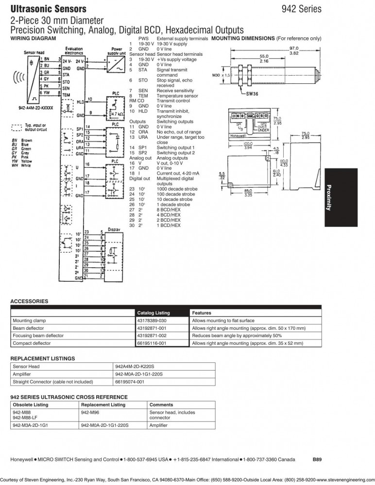 Honeywell ultrasonic sensor document page 8