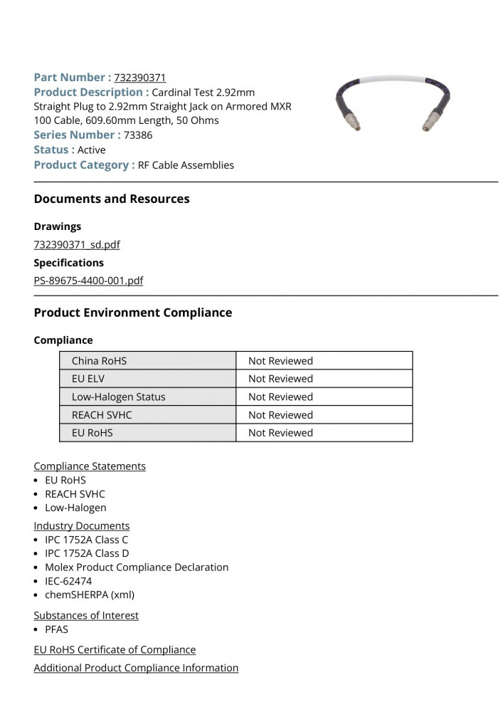 MOLEX 732390371 technical document page 1