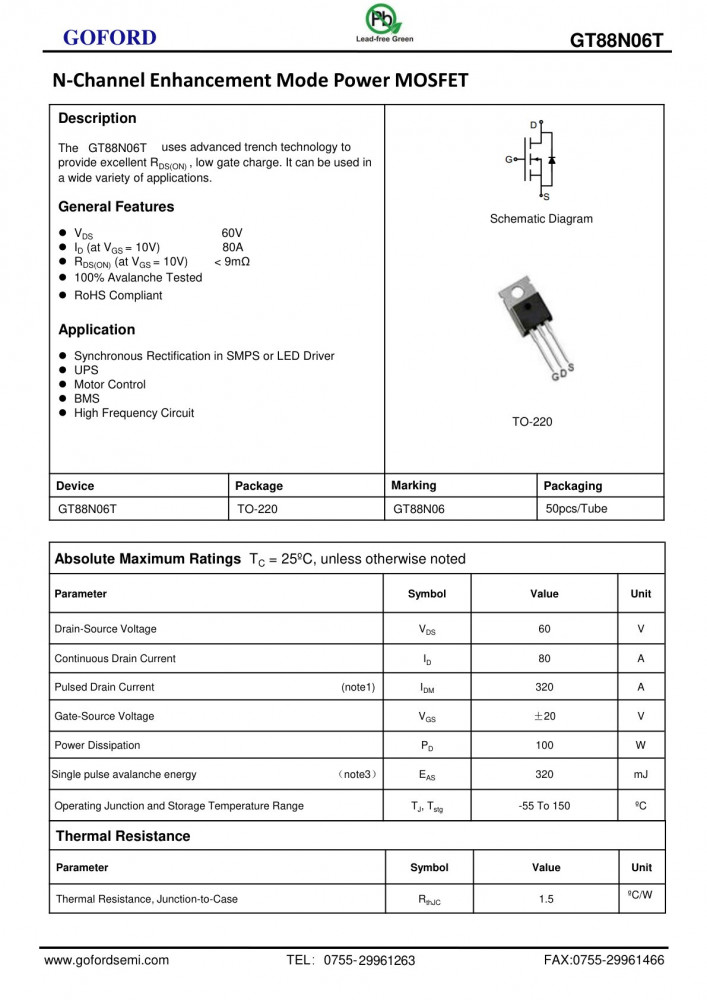GT88N06T datasheet page 1