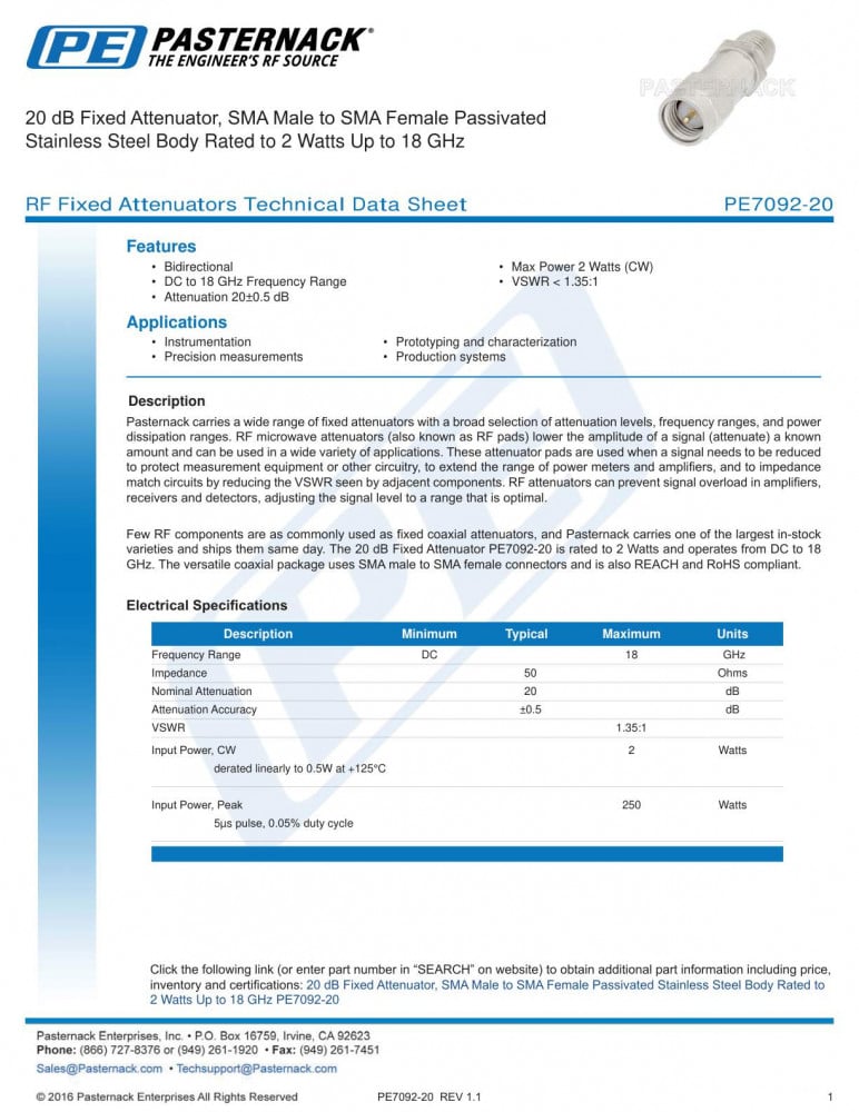 PE7092-20 technical document page 1