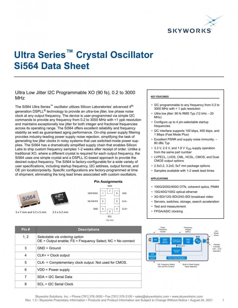 Datasheet page 1
