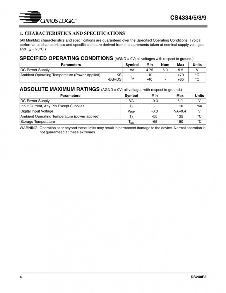 CS4334-DS datasheet page 4