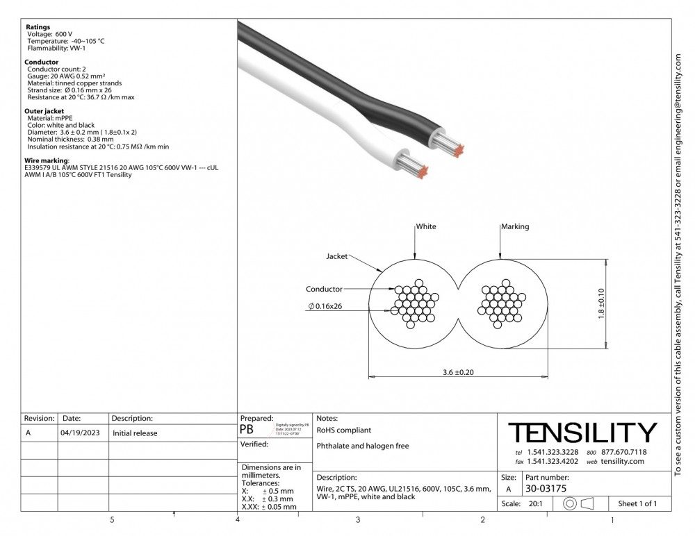 Tensility 30-03175 product drawing preview