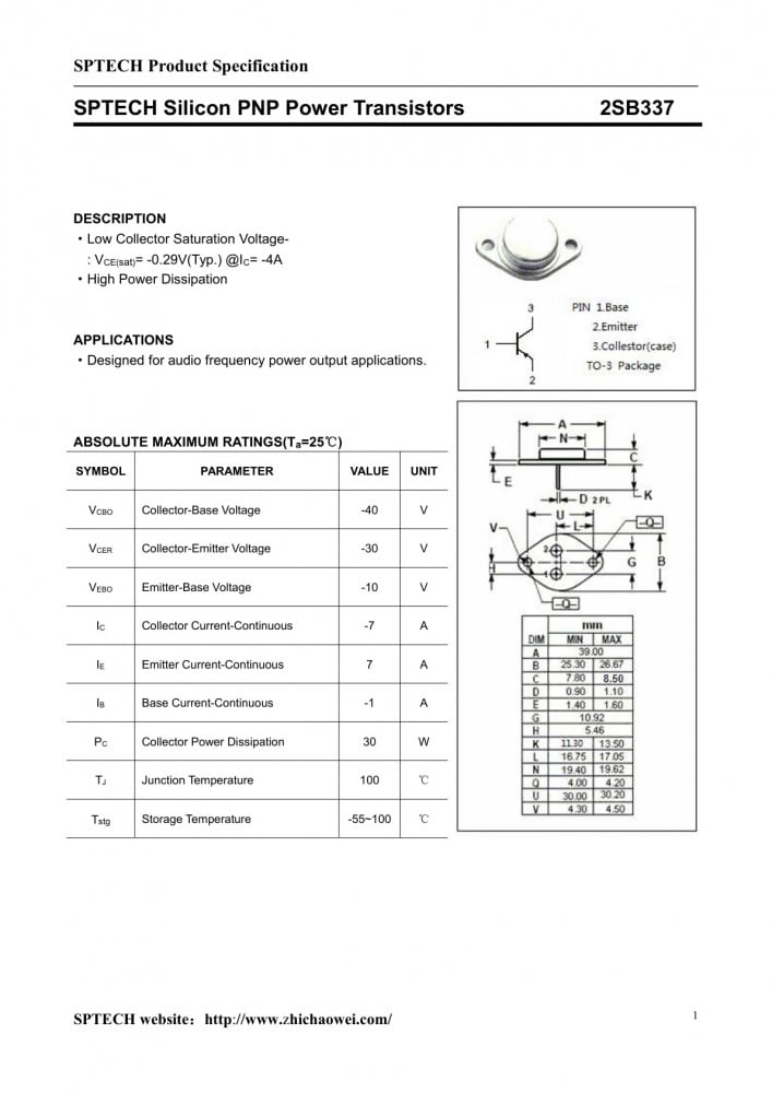 2SB337 datasheet page 1