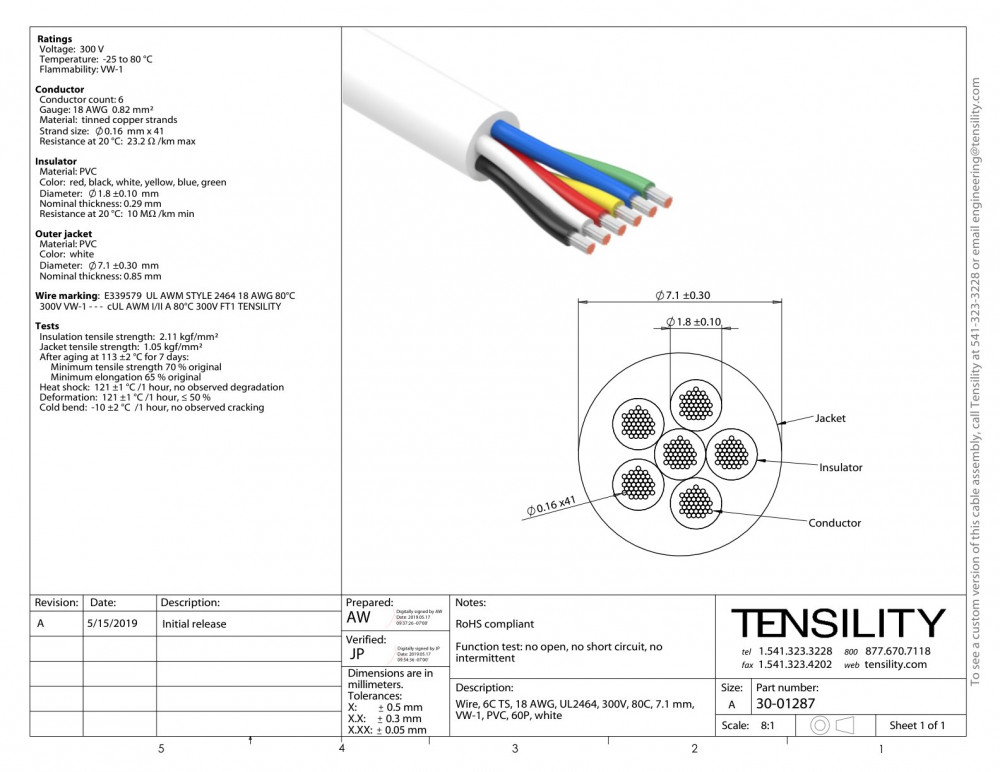 Tensility International 30-01287 product drawing