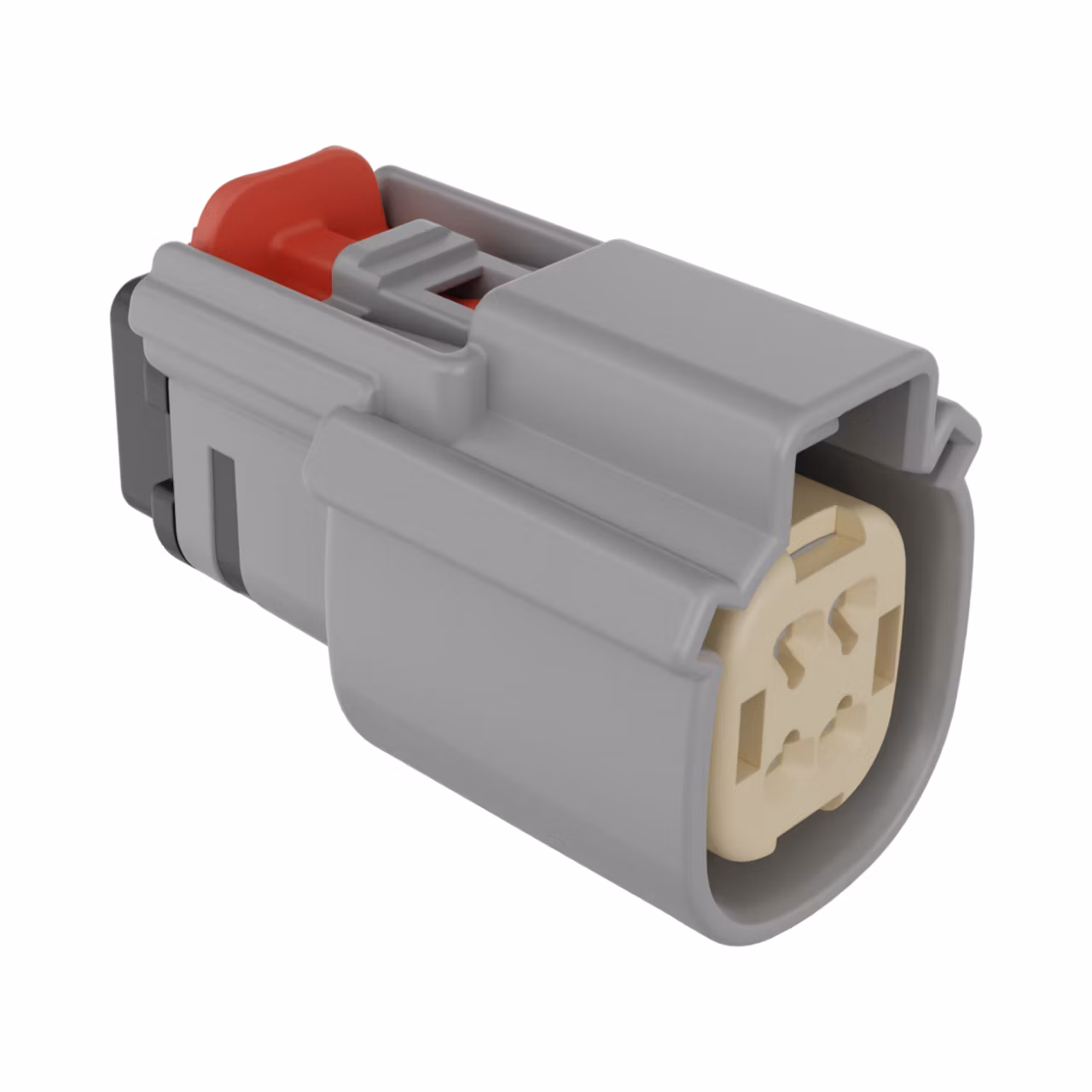 MX150 Mat-Sealed Female Connector Assembly, Dual Row, 4 Circuits, Keying  Option B, with Connector Position Assurance, with Open Lengthened Grommet Cap, Light Gray for sale