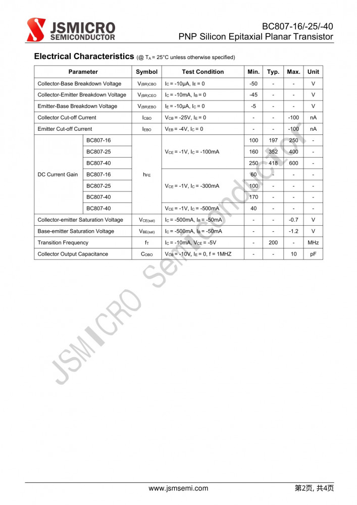 JSMSEMI BC807 datasheet page 2