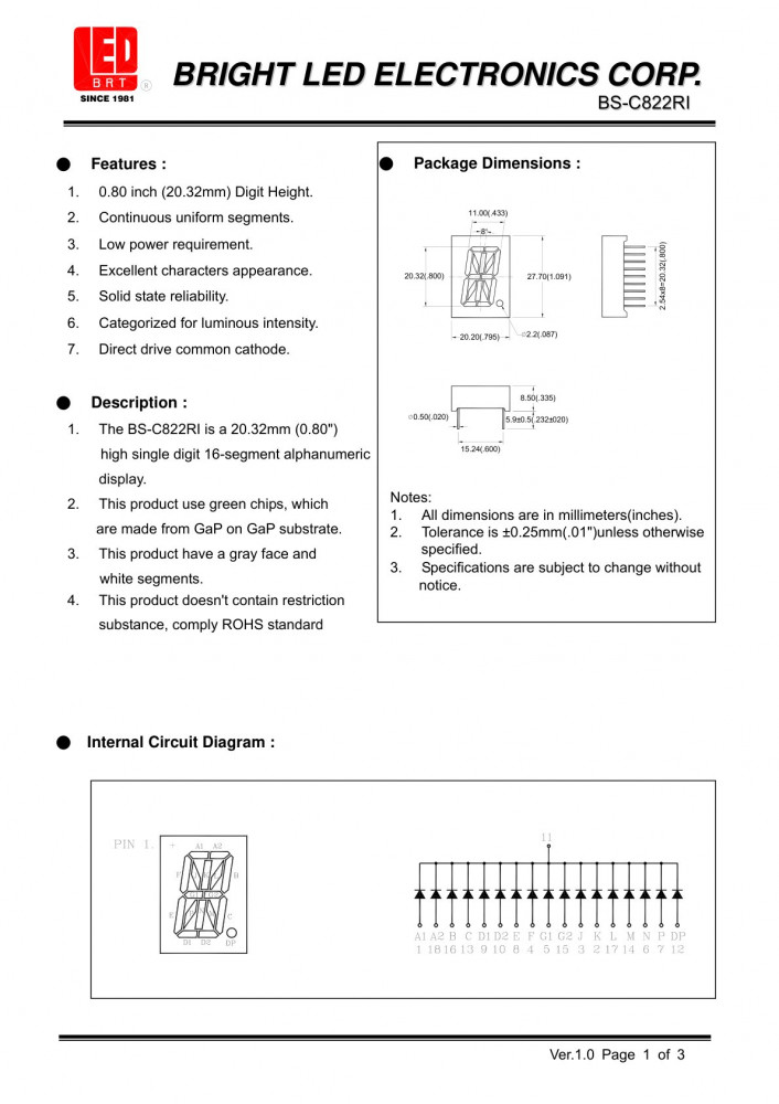 BS-C822RI datasheet image 1
