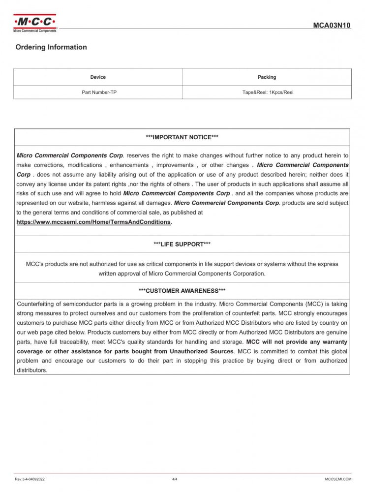 MCA03N10-TP datasheet page 4