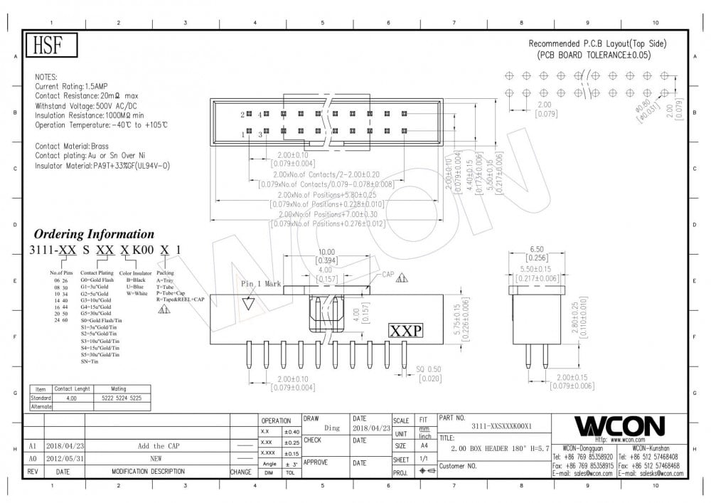Wcon 3111-34SG0BK00T1 product drawing