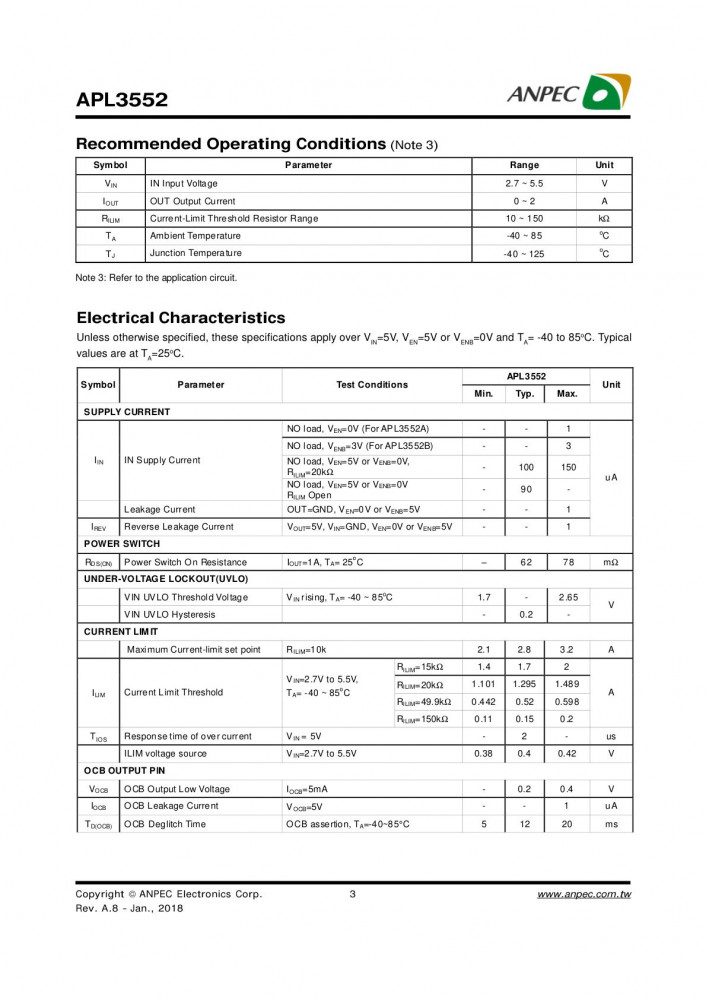 APL3552 datasheet page 3
