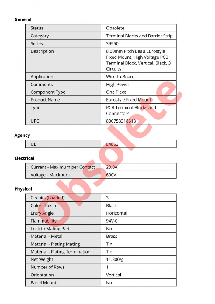 Technical document page 2 for Molex 399500103
