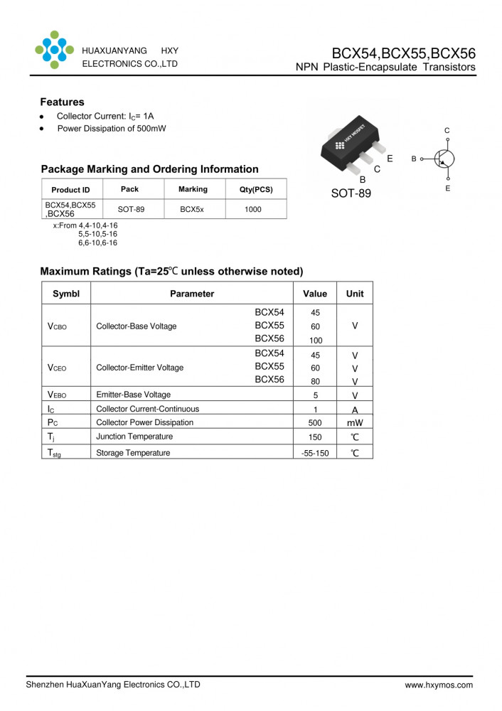 BCX56 datasheet page 1