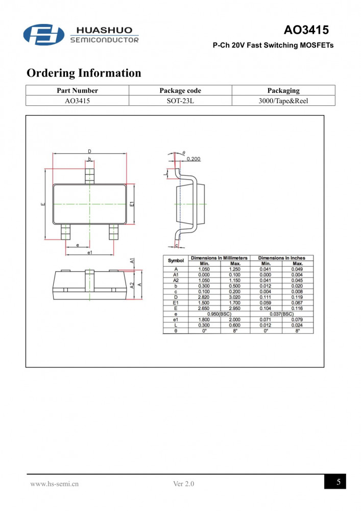 AO3415 datasheet page 5