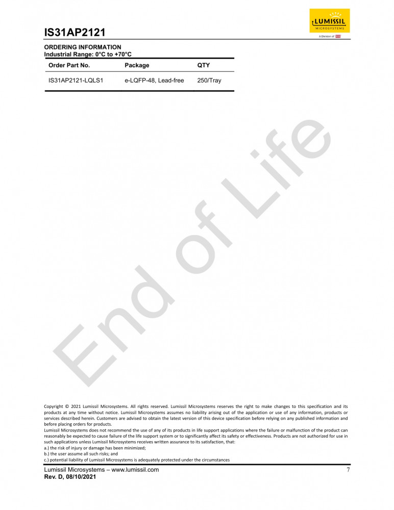 IS31AP2121-LQLS1 datasheet page 7