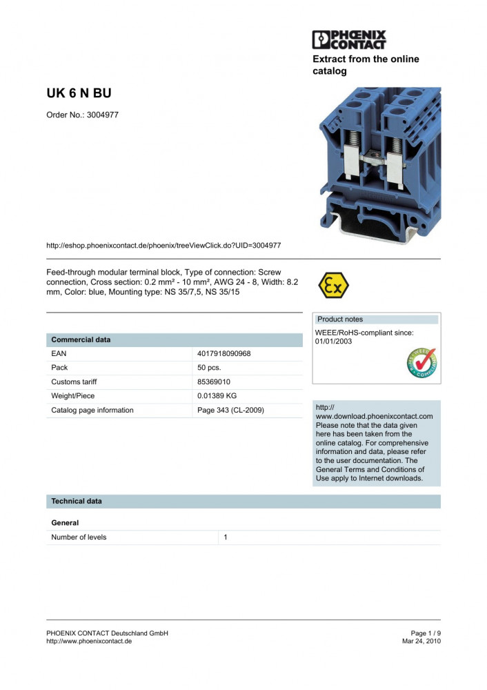 UK 6 N BU technical document page 1