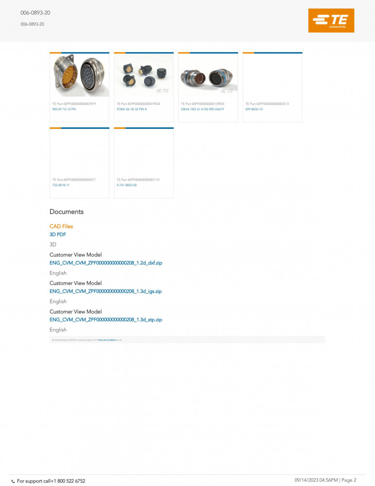 Technical document page 2 for product reference