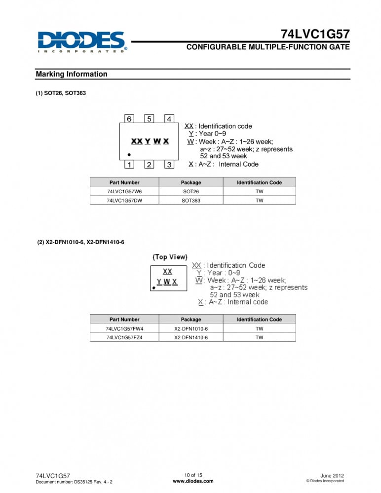 74LVC1G57W6-7 datasheet page 10