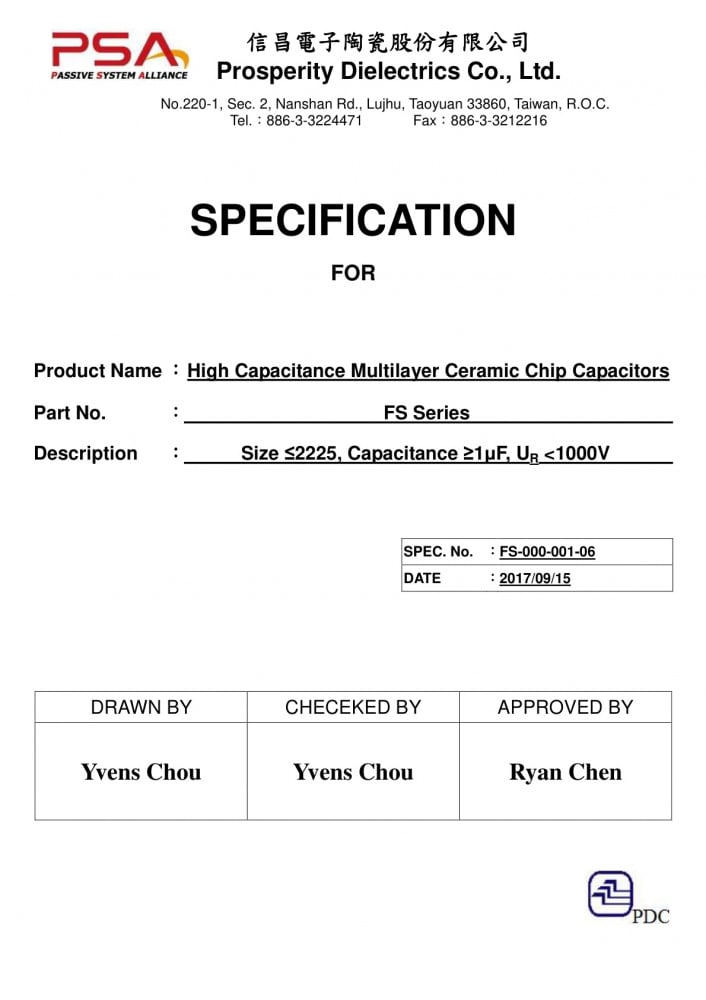 PSA FS Series datasheet page 2