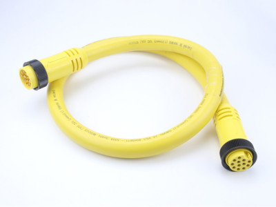 Mini-Change C-Size Double-Ended Cordset, 12 Poles, Male (Straight) to Female (Straight), 16 AWG, Yellow TPE Cable, 2.0m (6.56') Length for sale