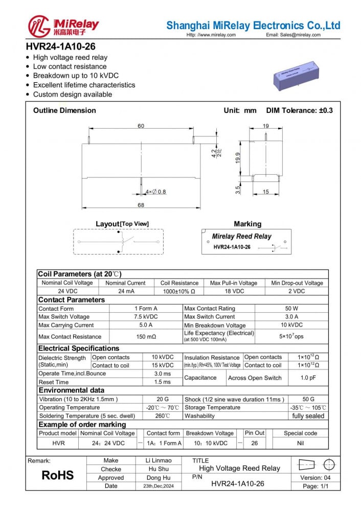 HVR24-1A10-26 technical document page