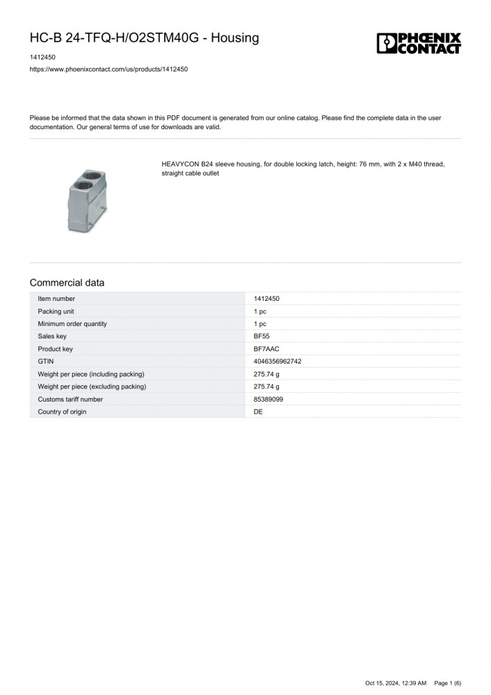 Phoenix Contact 1412450 product document page 1
