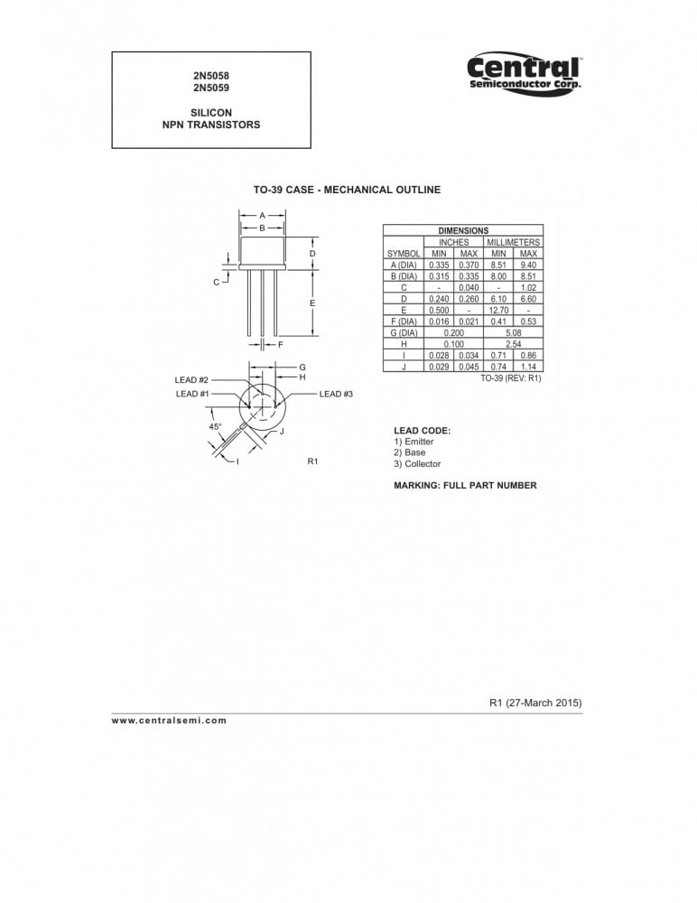 2N5058 PBFREE datasheet page 2