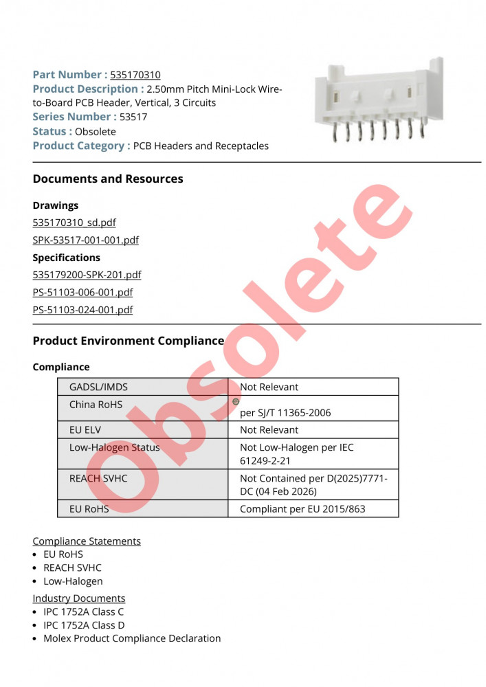 MOLEX 535170310 technical document image 1