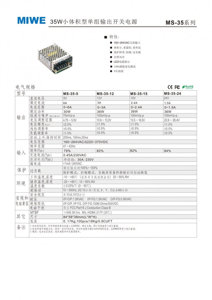 MIWE MS-35-12 datasheet page 1