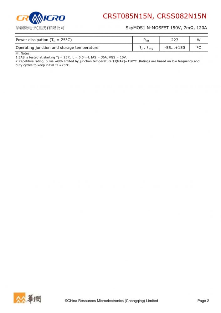 CRST085N15N datasheet page 2
